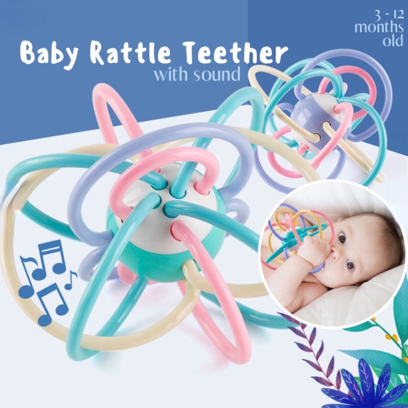 Baby Manhattan Ball Toy Newborn Silicone Molars Solid Tooth Rattle Ball ...