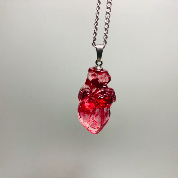 Handmade Dark Blood Personality Heart Pendant Chain Jewelry Heart ...