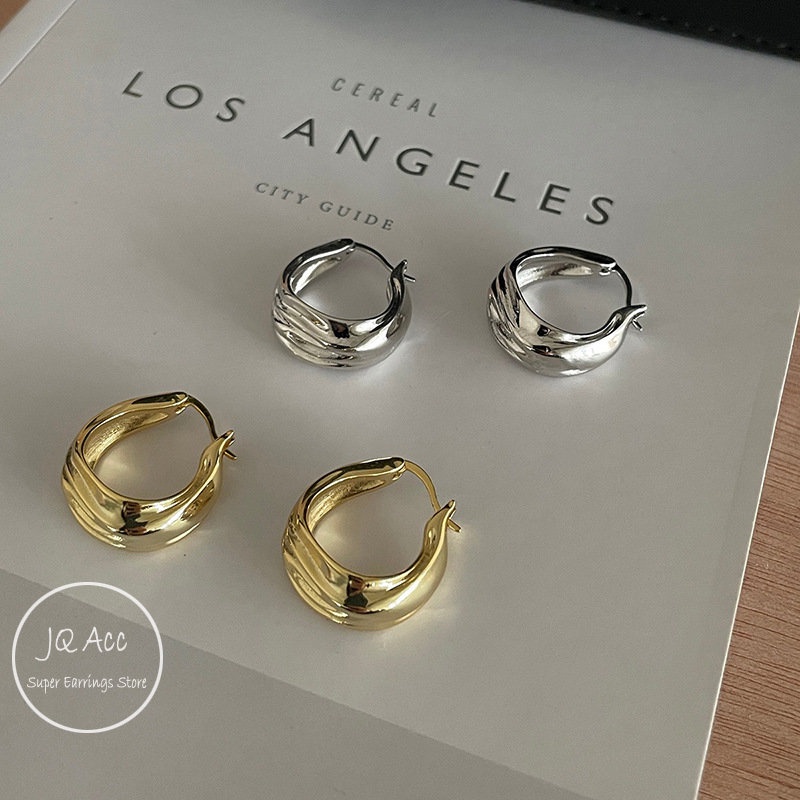 Gold Irregular Hoop Earrings for Women Set Big Size Hikaw ...