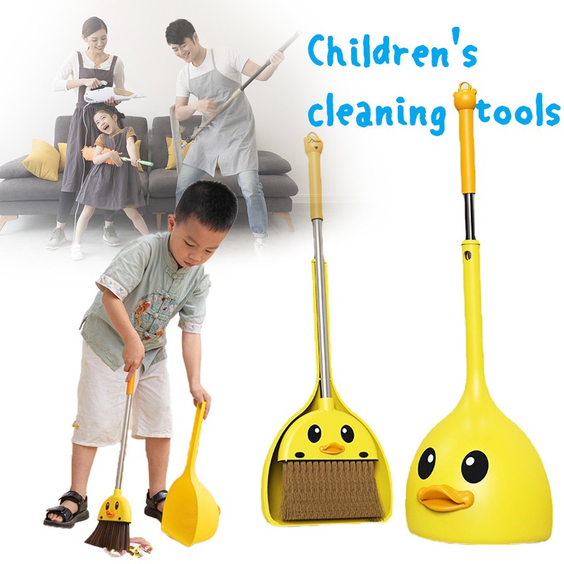 Kids Cleaning Toy Set Mini Broom Dustpan Pretend Play Detachable Broom ...