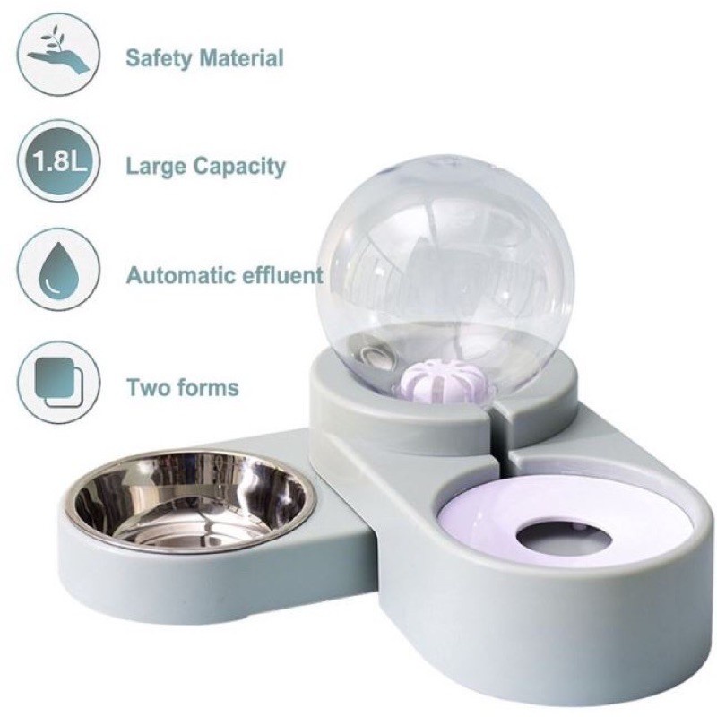 Double Feeder Food and Water Dispenser Bowl, Dome feeder 2 in 1 ...