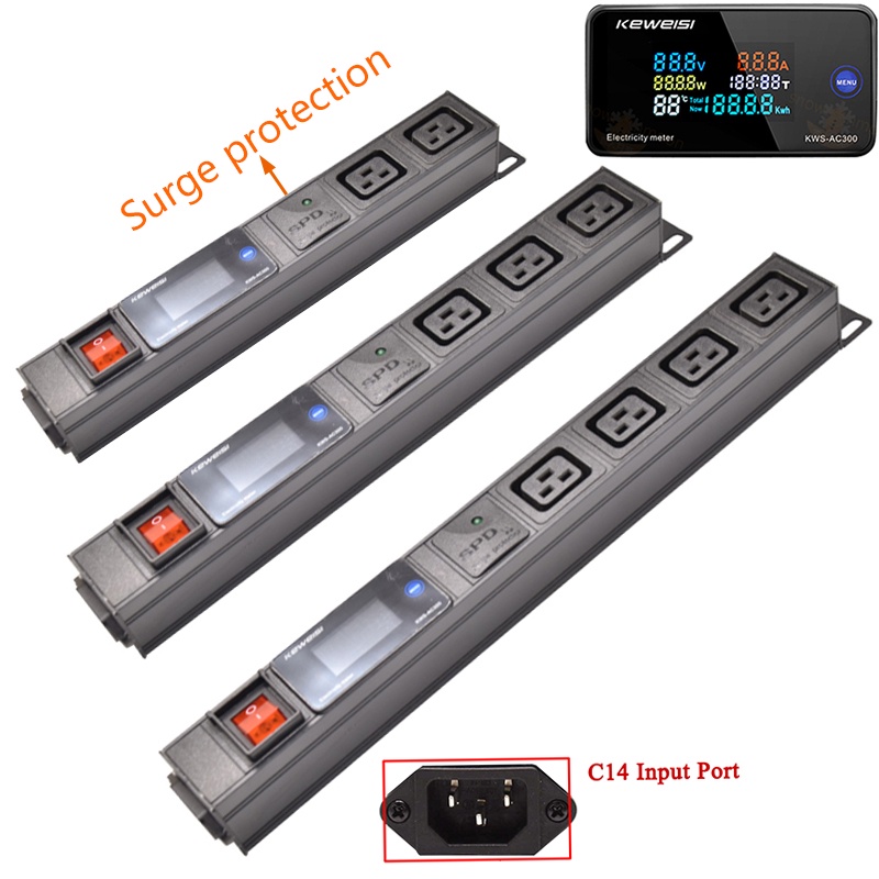 C19 multifunctional digital display meter PDU16A with surge protection distribution unit ...