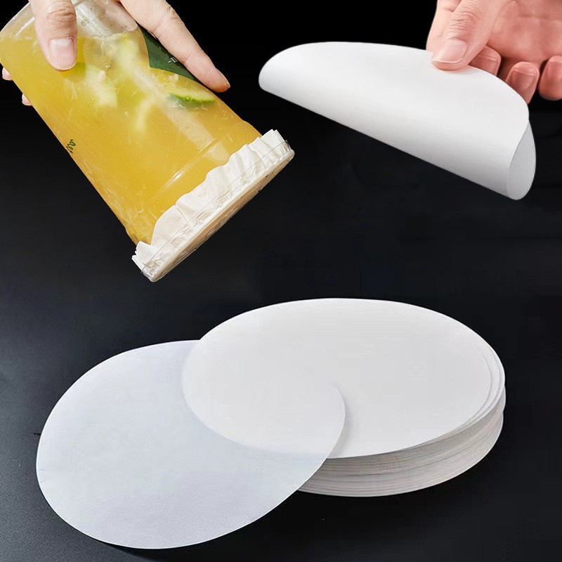 100Pcs Round Shape Leak Proof Packaging Sealing Paper Film Milk Tea ...