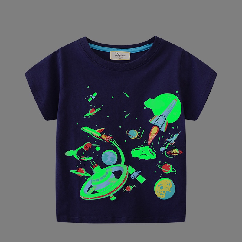 Dark Space T-Shirt for Boys - Short Sleeve Luminous Top featuring ...