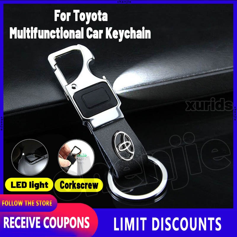 High quality With LED light Multifunctional Leather Car keychain bottle ...