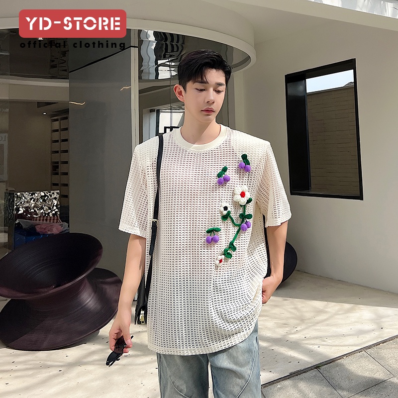 Summer Street Wear Men's Clothing Niche Design Mesh Hollow Breathable ...