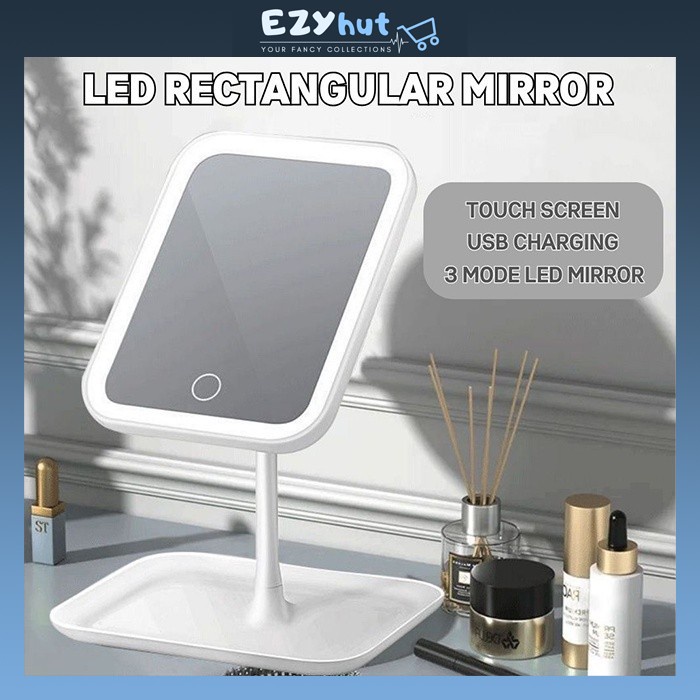 3 Modes Rechargeable LED Desk Mirror Dressing Table Mirror Beauty ...