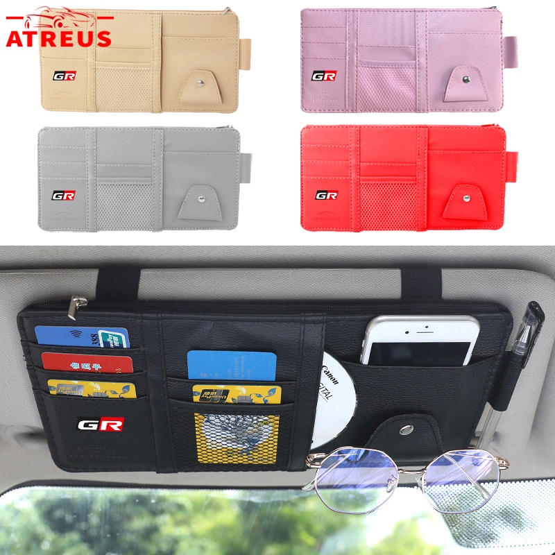 Toyota GR Leather Car Sun Visor Organizer With Zipper Sun Visor Multi ...