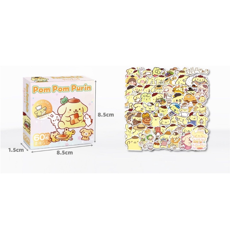 60pcs /box Sanrio Kuromi Hello Kitty Cinnamon Pom Pom Purin Pochacco ...