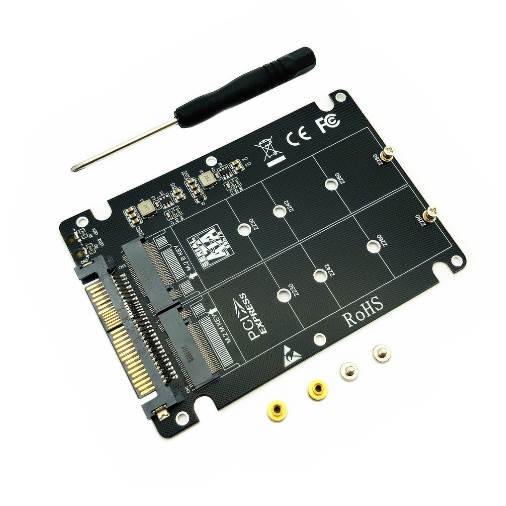 M.2 SSD to U.2 Adapter 2 in 1 M.2 NVMe SATA-Bus NGFF SSD to PCI-e U.2 SFF-8639 PCIe M2 Adapter ...