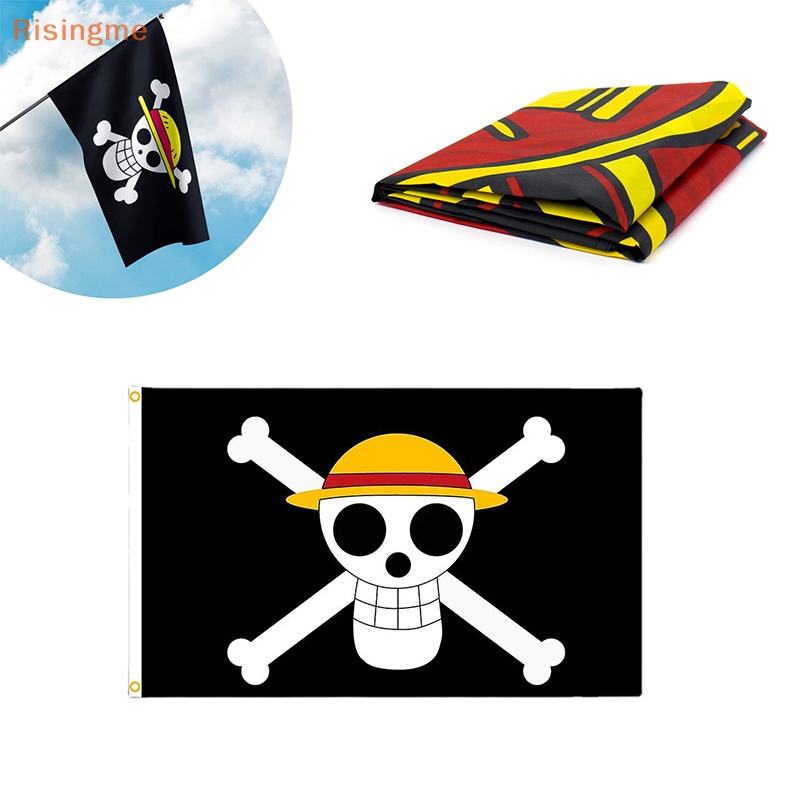 [Risingme] 90*150CM Polyester Pirate Monkey D. Luffy Skull Flag One ...