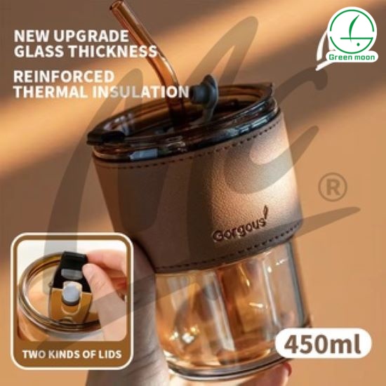 Coffee Mug With Cover Double Wall Glass Cups mugs coffee Silicone Straw ...