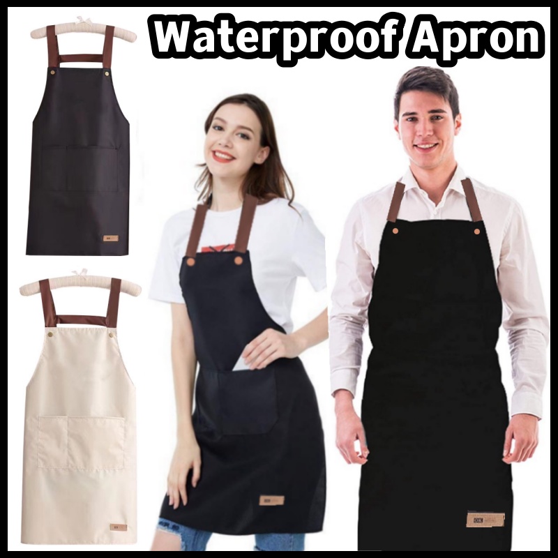Fashion Canvas Waterproof Apron Coffee Shop Barber Working Bib Kitchen ...