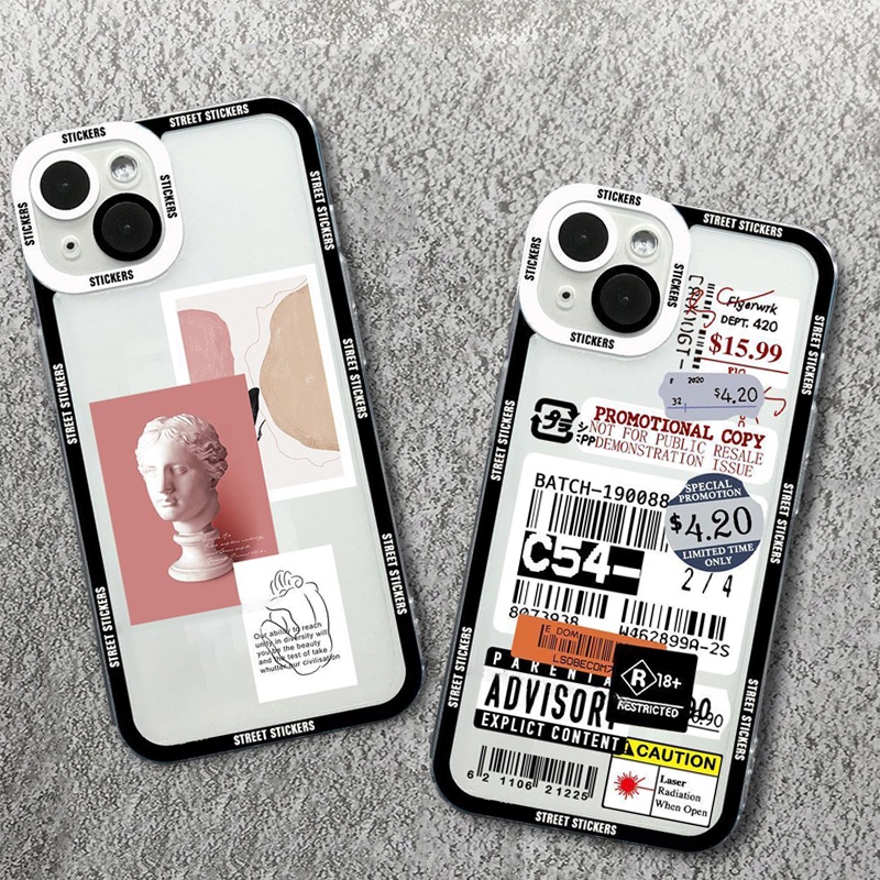 Retro Art Statue Stickers Label Barcode Phone Casing Compatible For ...