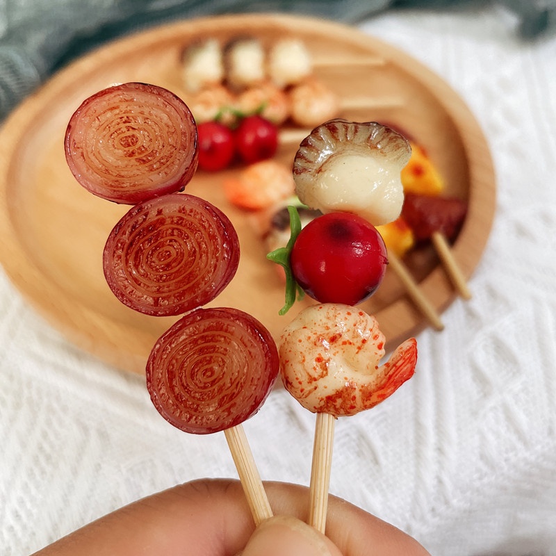 Artificial Mini Barbecue PVC Fake Roast Meat Scallop Tomato Shrimp BBQ ...