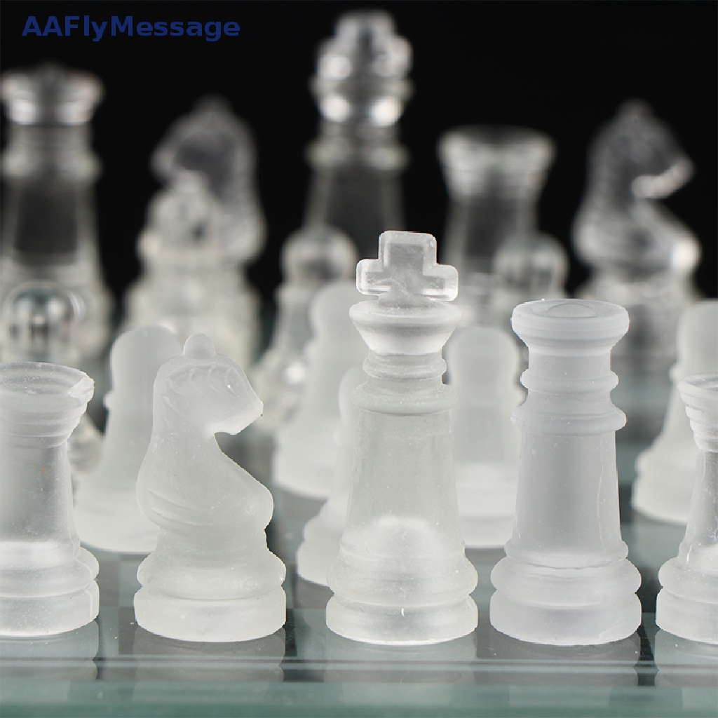 AFIYM 1Set Craft Crystal Glass Chess Set Acrylic Chess Board Anti ...