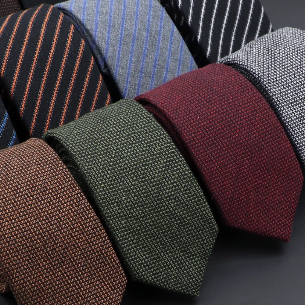 ZONFAZ 6cm Men's Handmade Wool Neckties - Solid Color & Striped Slim ...