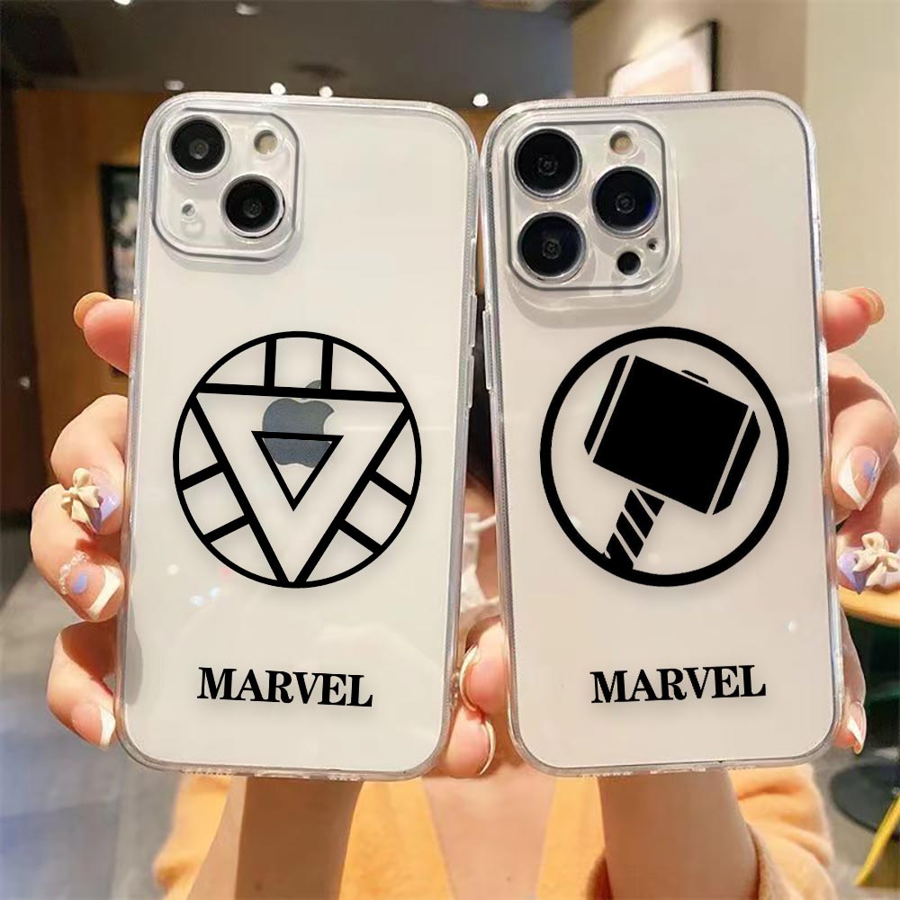 Iron Man Thor Marvel Heros Logo Clear Cell Phone Case For Apple iPhone ...