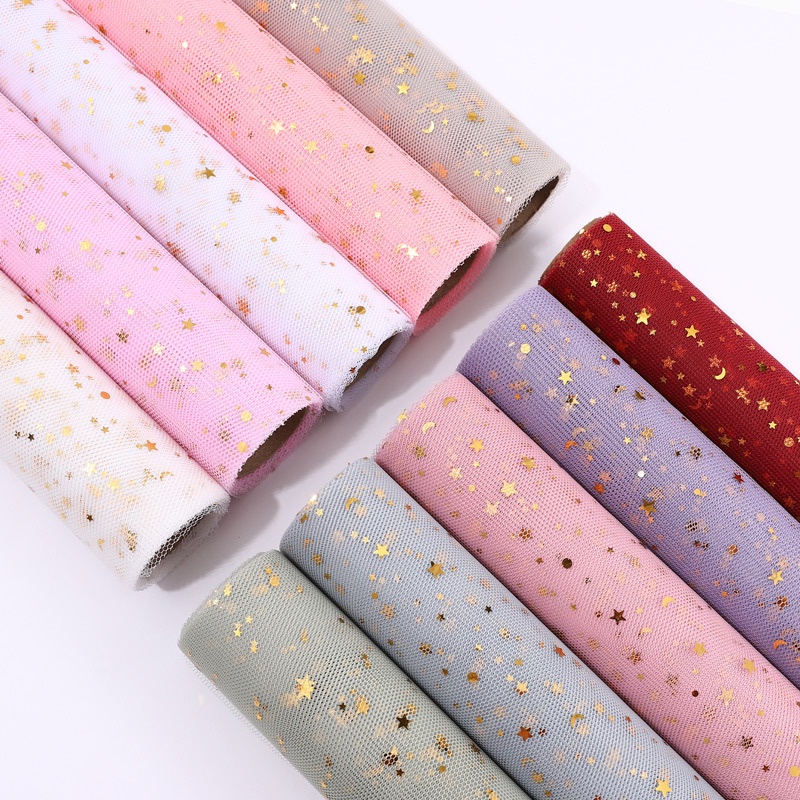 70*50cm Star and Moon mesh Lollipop bouquet DIY flowers wrapping paper ...