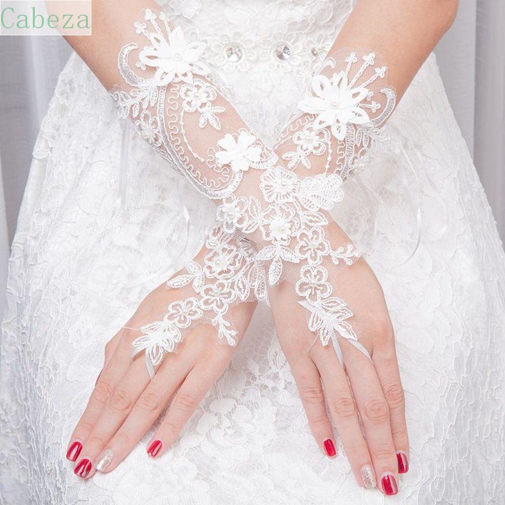CABEZA Wedding Bridal Gloves Bridal Sweet Korean Pearl Prom Dinner ...