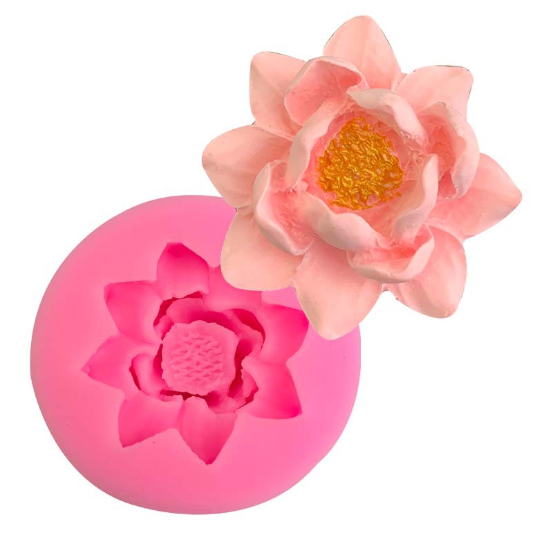 3D Lotus Shape Silicone Mold Handmade Soap Gypsum Mold Cake Decoration ...