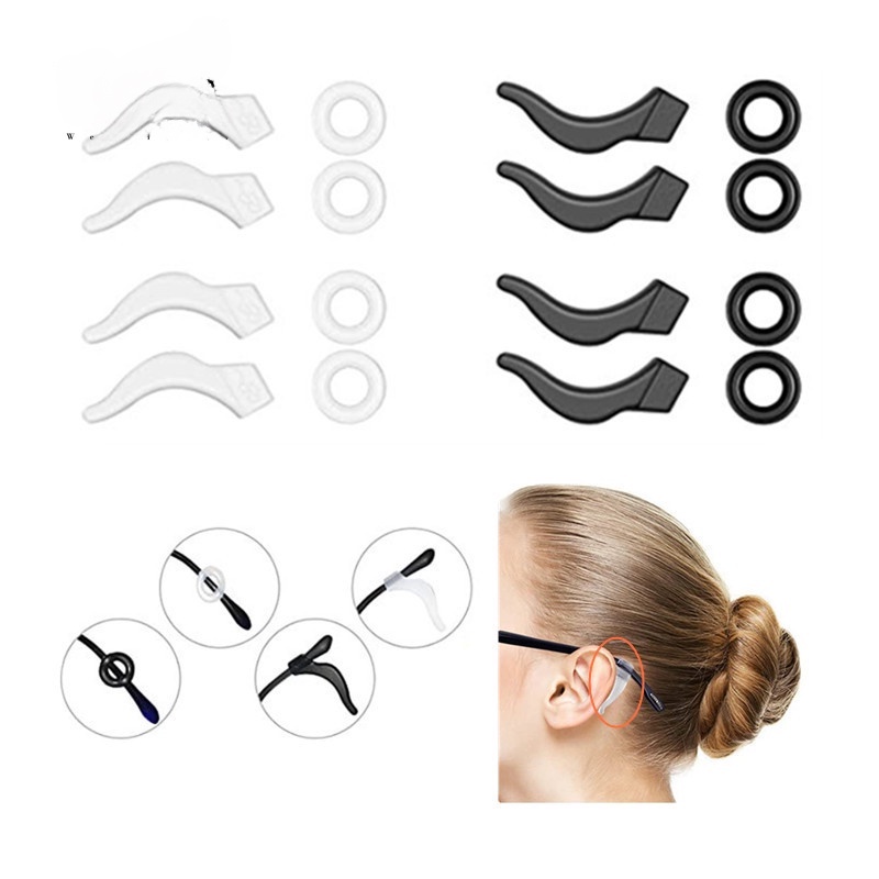 2PCs Silicone Anti-Slip Glasses Ear Grip Holder Eyeglasses Temple Tip ...