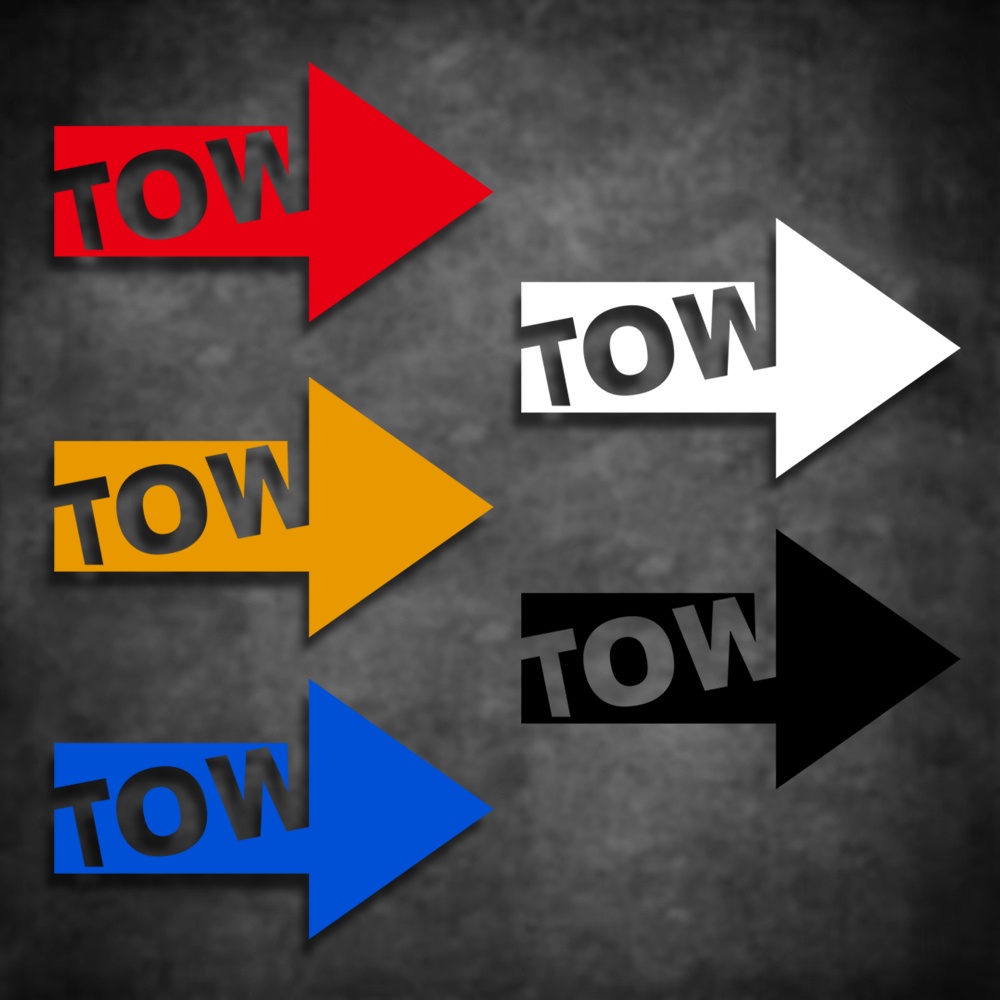 TOW Logo Arrow Reflective Car Stickers Red Warning Decal for Automotive ...