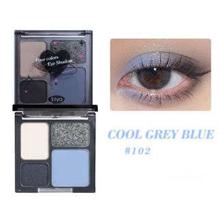 4 Color Y2K Eye Makeup Eyeshadow Palette Blue Black Matte Glitter Sweet ...