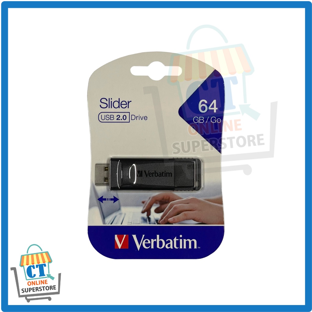 Verbatim Slider USB 2.0 Flash Drive 16GB, 32GB 64GB 128GB | Shopee ...