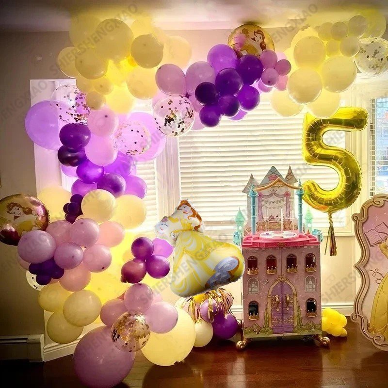 Disney Princess Beauty And The Beast Theme Balloon Arch Garland Kit ...