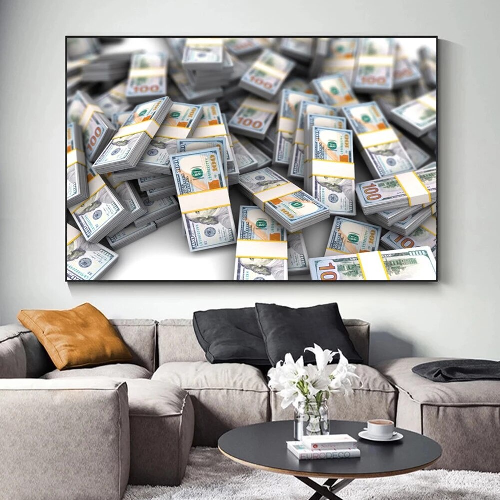 100 Dollar Money Modern Canvas Painting Nordic Bill Poster and Prints ...