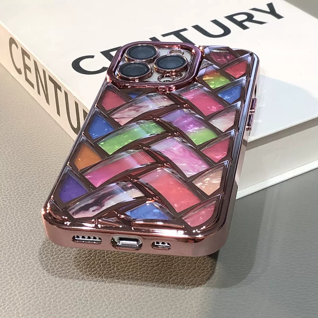 Luxury Plating Weaving Texture Glitter Case For iPhone 14 13 12 Pro Max ...