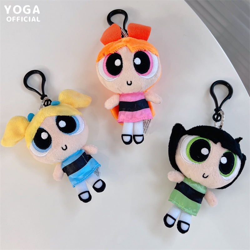 Cartoon anime Powerpuff Girls Plush Toys Keychain Cute Blossom ...