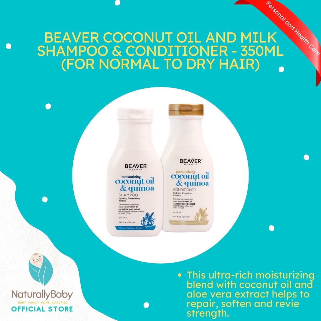 Beaver Beauty Coconut Oil and Milk Shampoo and Conditioner - 350ml (for ...