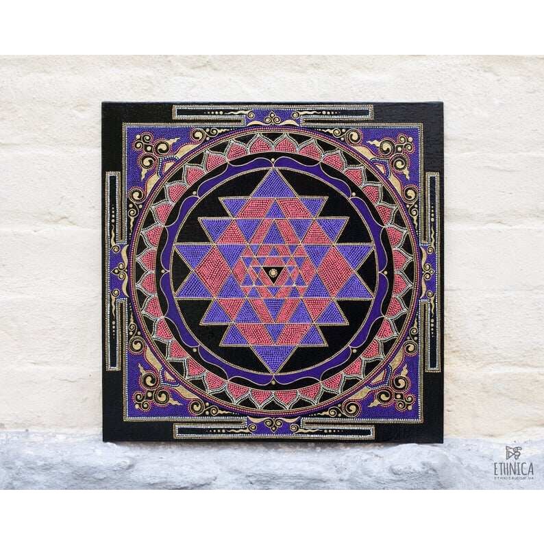 Sri Yantra Canvas Art Purple Black Sacred Geometry Meditation Art ...