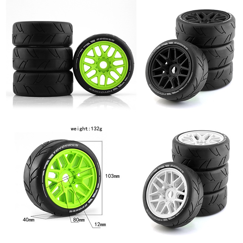 1Set 103mm 1/8 RC Off-Road Buggy Rally Car Tires Wheel 17mm Hex for ...