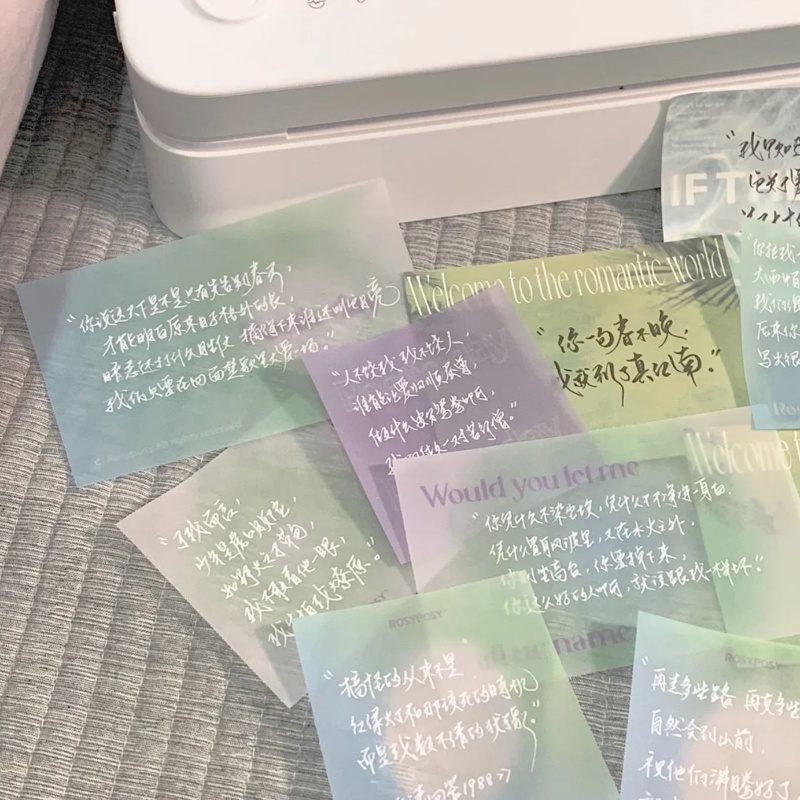 50 Sheets Creative Gradient Multicolor Sticky Notes Transparent ...