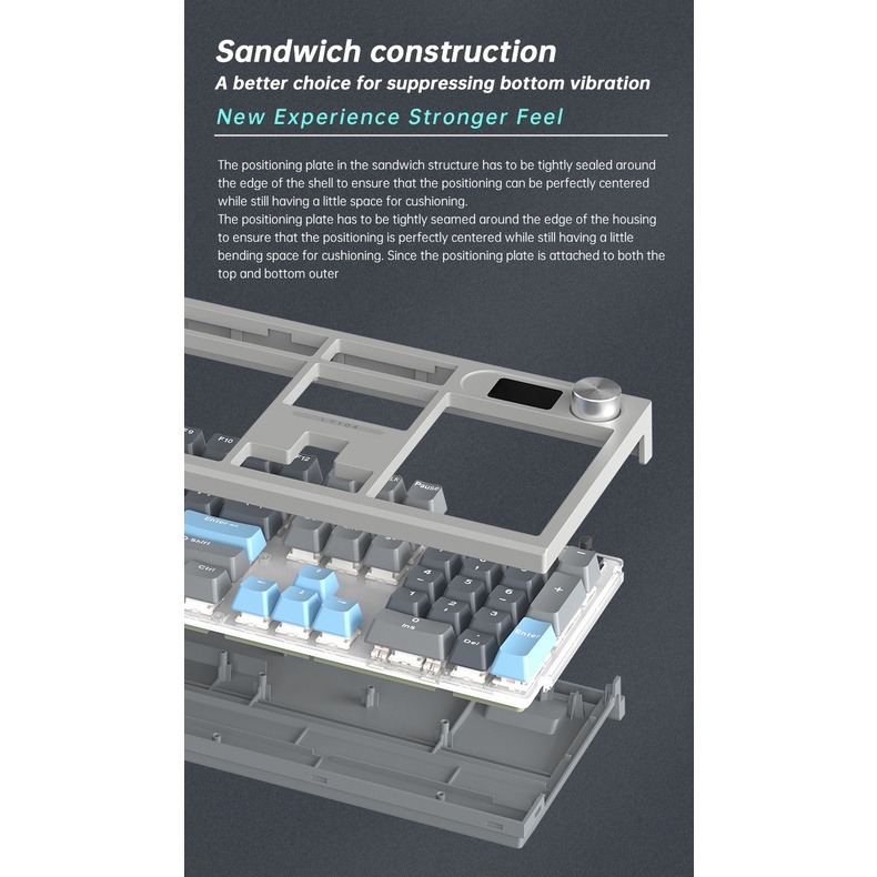 LANGTU LT104 Mechanical keybaord RGB backlit Hotswap Knob DIY Screen ...