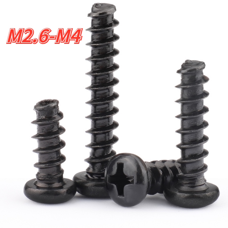 M3/m4/m5/m6 Black Phillips Round Head Flat Tail Self-Tapping Screws ...