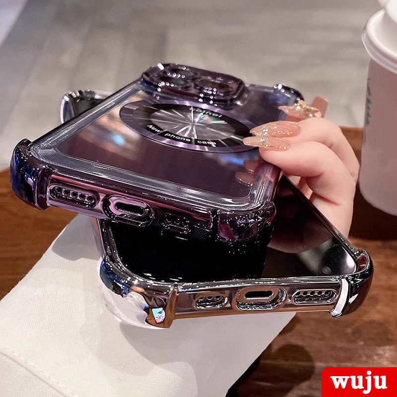 WUJU Luxury Clear Magnetic Wireless Charging Phone Case Compatible For iPhone 11 12 13 14 15 16 ...