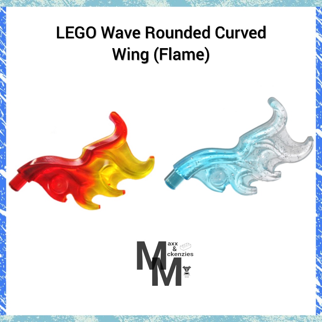 Wave Rounded Wing Shaped with Bar (Flame) (18394pb) LEGO Minifigure ...