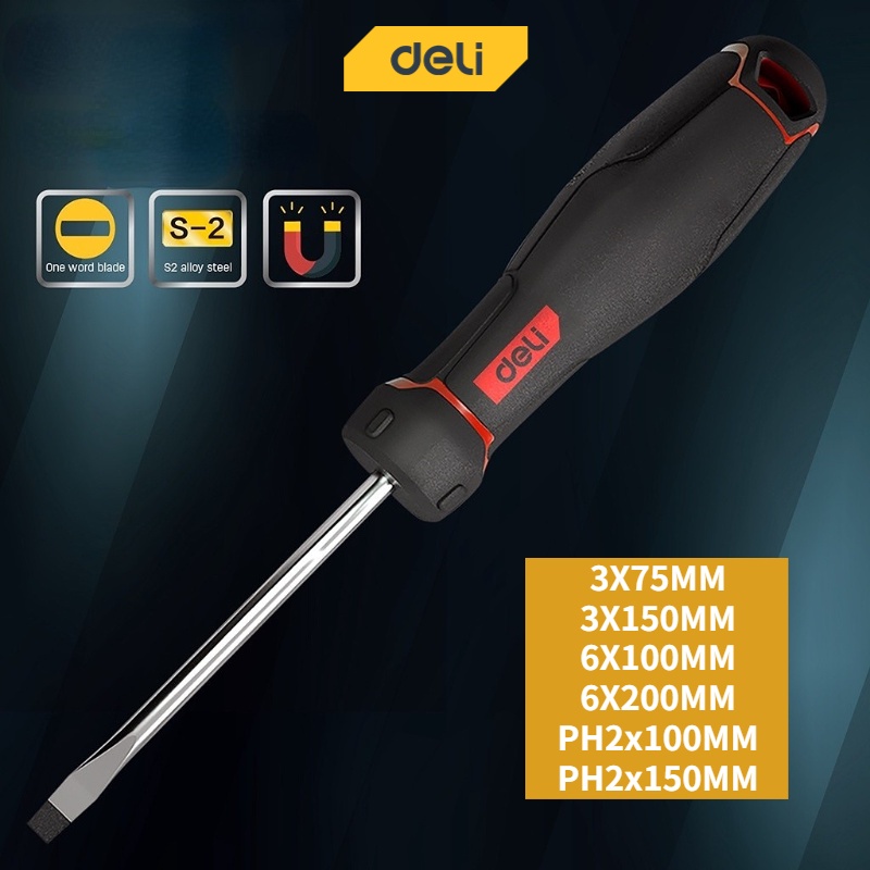 Deli Tool Industrial Slotted/Phillips Screwdriver PH2x100mm | Shopee ...