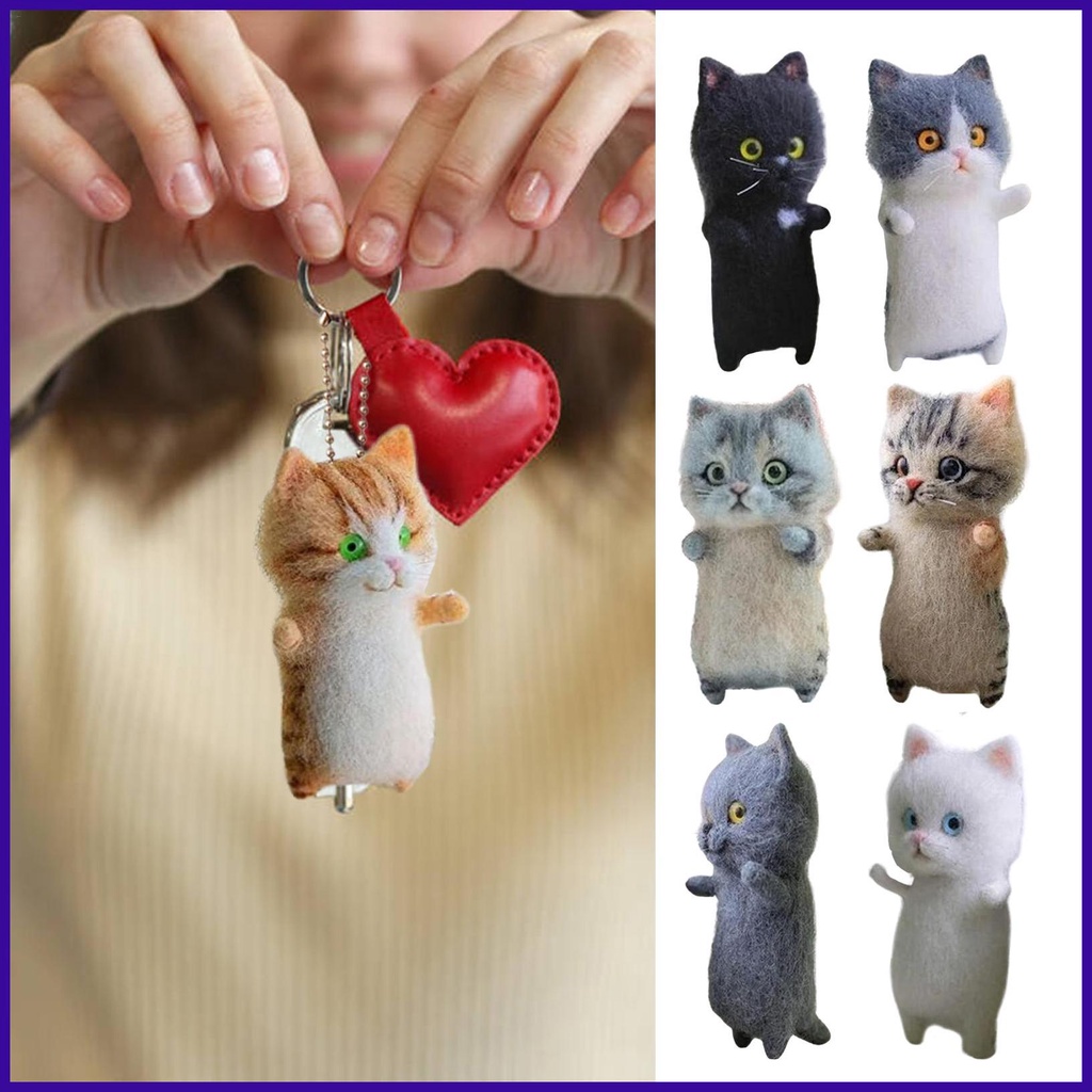 Felt Cat Doll DIY Wool Needle Felting Kit Handmade Felt Kitten Finished ...