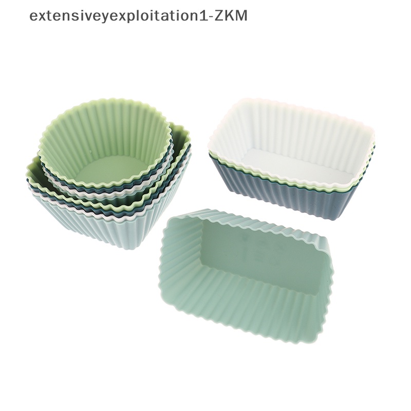 【EPPH】 6Pcs/Set Silicone Cupcake Liners Molds DIY Round Square ...