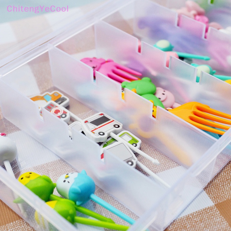 【HGPH】Fruit Fork Storage Box Organizer Plastic Storage Case Adjustable ...