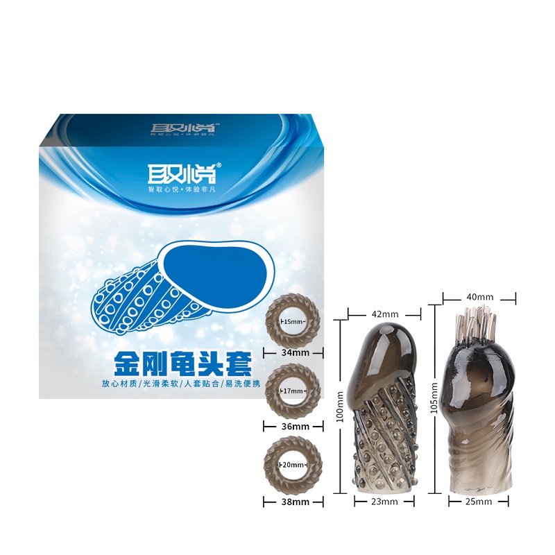 G spot Big Head Dick Dotted Particles Spike Penis Extender Sleeve ...