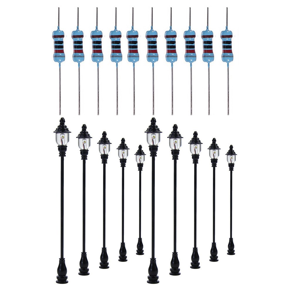 10pcs Model Railroad train OO/HO Scale Lamp Posts Led Street Light Lamp ...