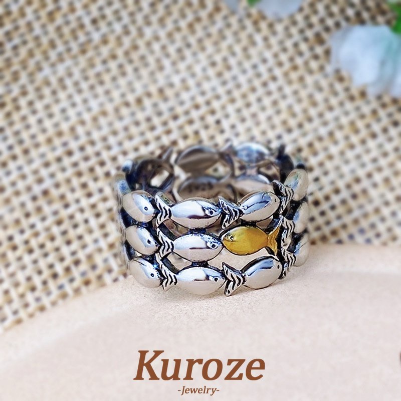 Kuroze 925 Silver New Jewelry Creative Plated Two-Color One Goldfish ...