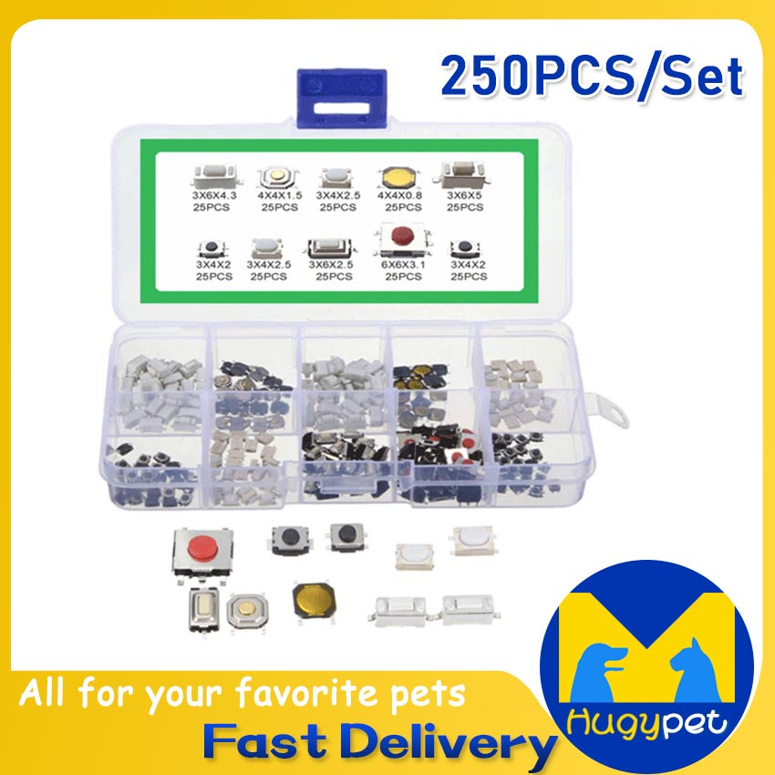 250PCS 10 Types Tactile Push Button Touch Switch Remote Keys Button ...