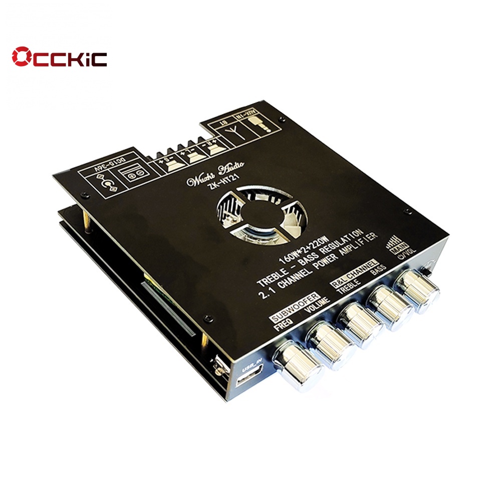 Occkic Audio Amplifier ZK-HT21 2.1 Channel TDA7498E BT Digital High And Low Tone Subwoofer ...
